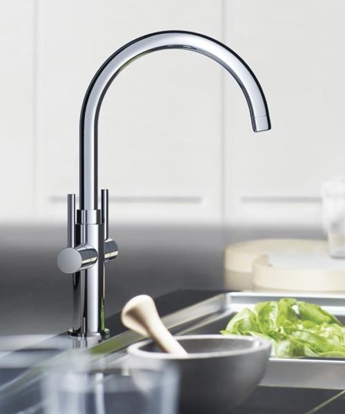 Grohe Ambi Cosmopolitan Two Lever Sink Mixer Tap With Swivel Spout