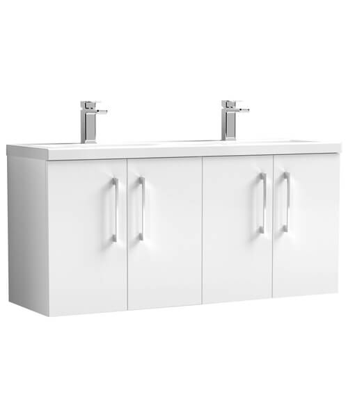Nuie Arno Four Door Wall-Hung Twin Vanity Unit And Basin 1200 x 390mm ...