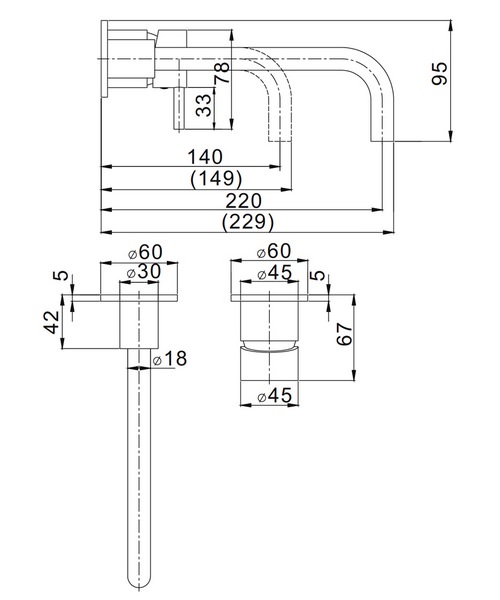 Crosswater Mike Pro Wall Mounted Chrome 2 Hole Basin Mixer Tap