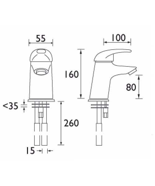 Bristan Java Deck Mounted Chrome Basin Mixer Tap