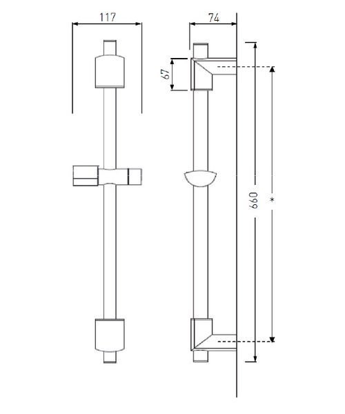 Bristan Evo 660mm Adjustable Shower Riser Rail Chrome